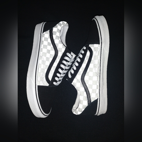 Vans | Shoes | Vans Black White Cosmic Check Reflective Sneakers | Poshmark